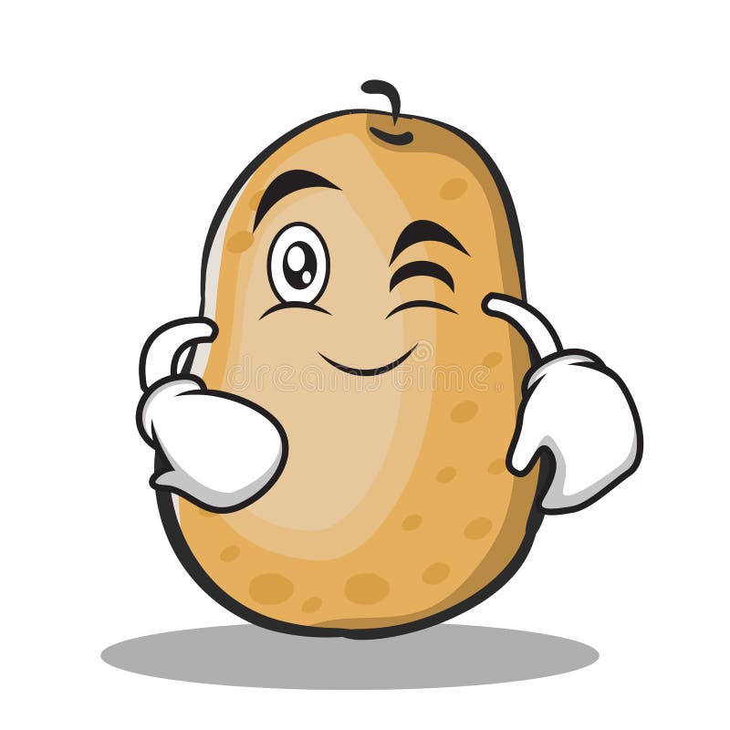 Wink Potato Character Cartoon Style Stock Vector - Illustration of ...