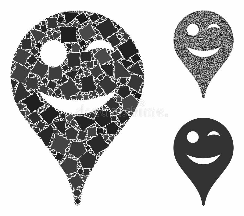Wink Smiley Map Marker Mosaic Icon of Tremulant Parts Stock Vector ...