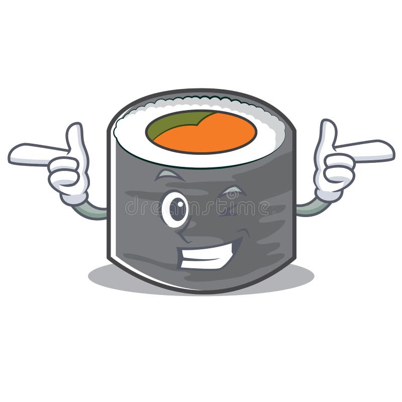 Wink Sushi Cartoon Character Style Stock Vector - Illustration of ...