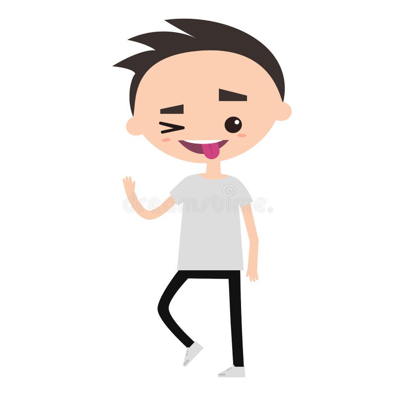 Winking Boy Emotional Cartoon Character Stock Illustration ...