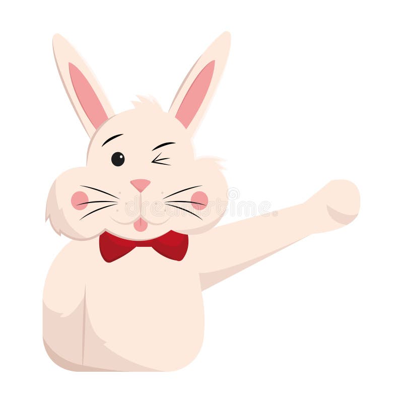 Winking Bunny with Bowtie. Vector Stock Vector - Illustration of ...