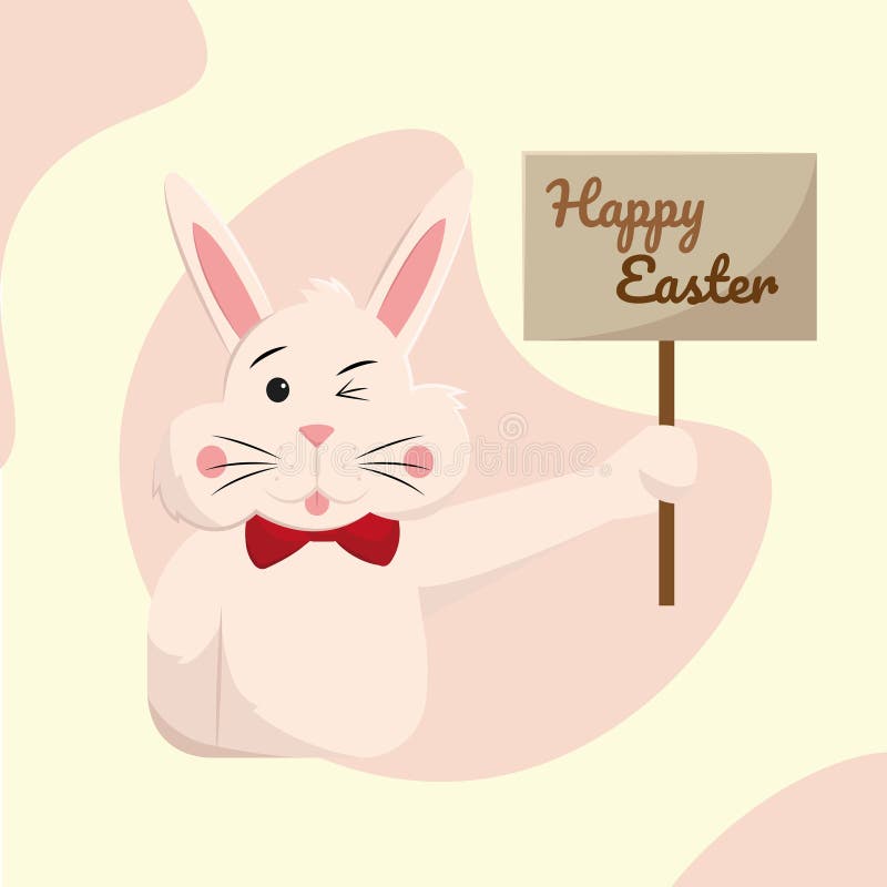 Winking Bunny with Signboard. Vector Stock Illustration - Illustration ...