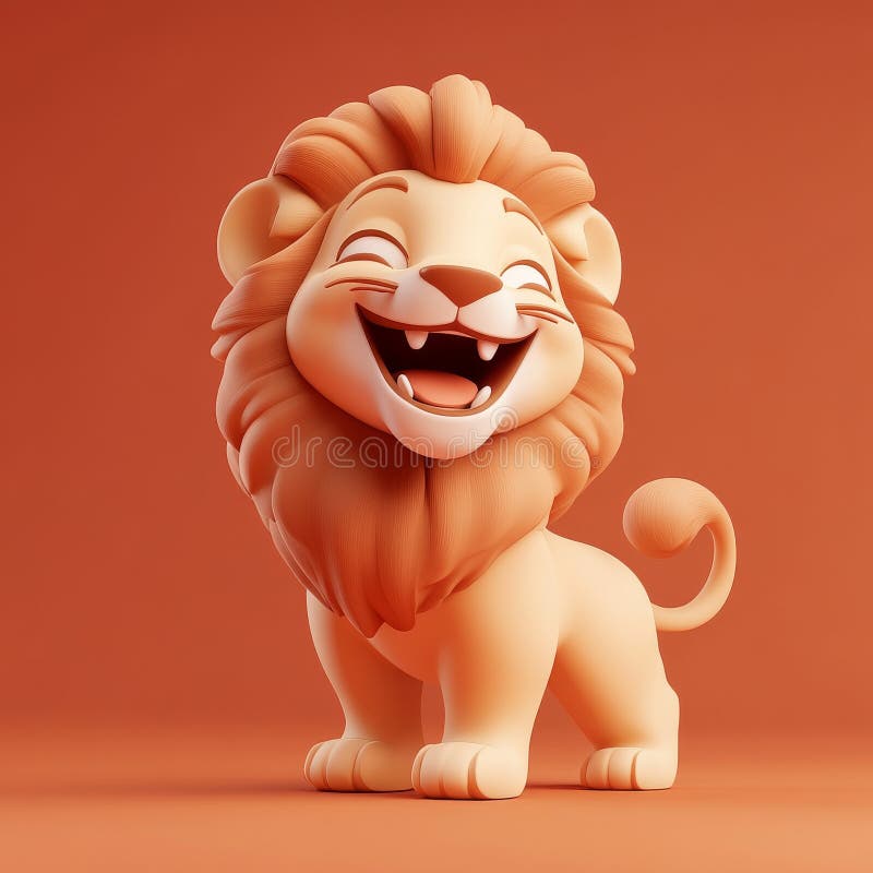 A Winking Cartoon Lion Cub Stands, Smiling and Playing Around Stock ...