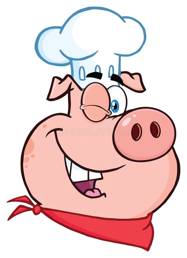 Winking Chef Pig Cartoon Mascot Character Stock Vector - Illustration ...