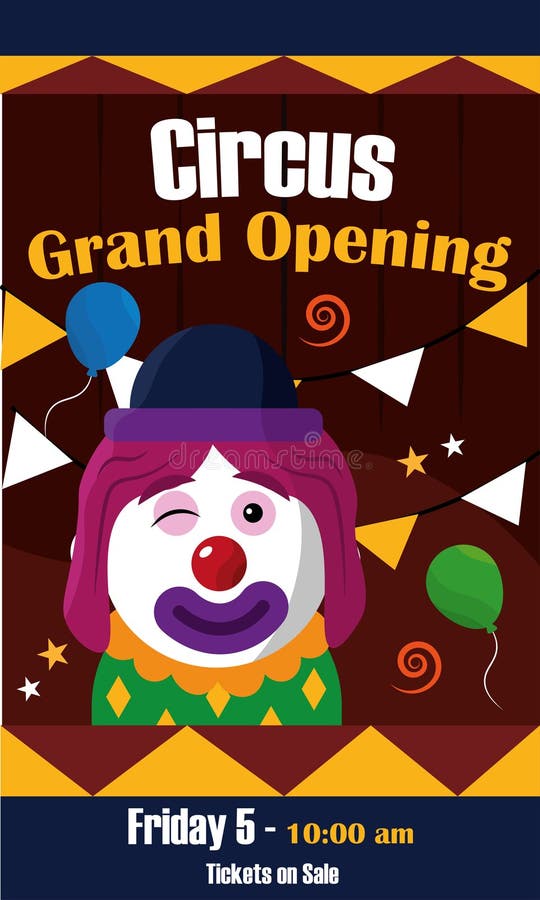 Winking Clown Circus Event. Vector Stock Vector - Illustration of ...