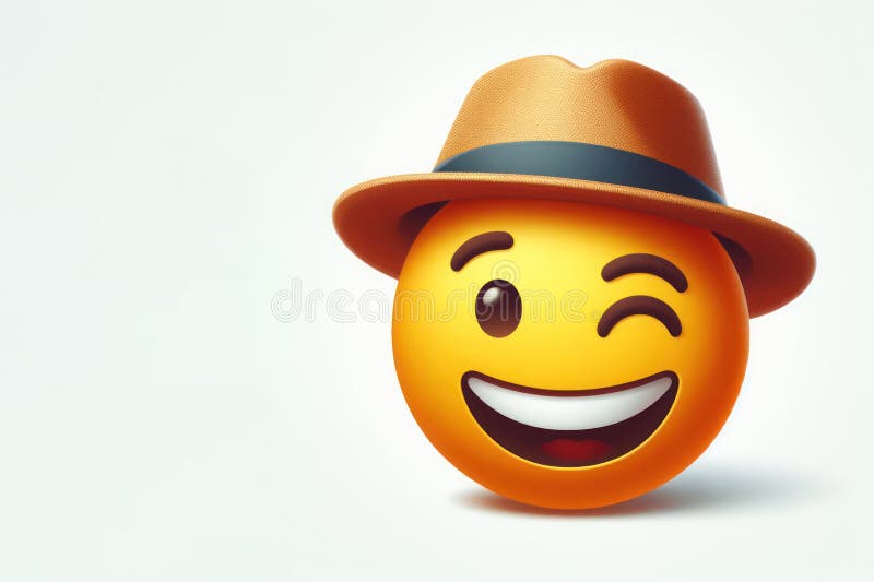 Winking Emoji in a Hat. Space for Text. Stock Illustration ...
