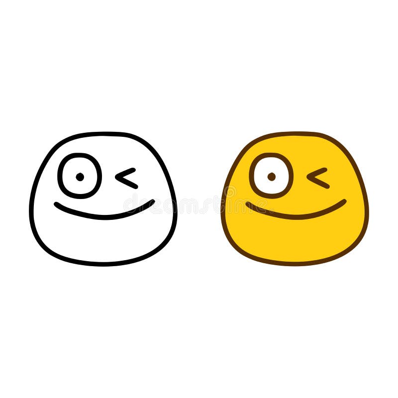 Winking Emoticon in Doodle Style Stock Illustration - Illustration of ...