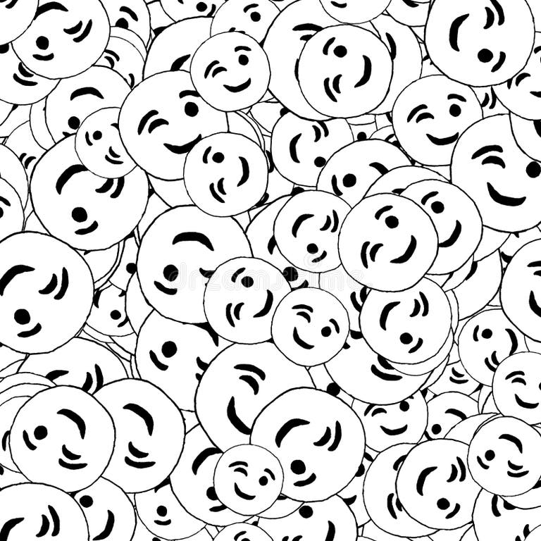 Winking Emoticon Sketchy Drawing Motif Random Pattern Stock ...