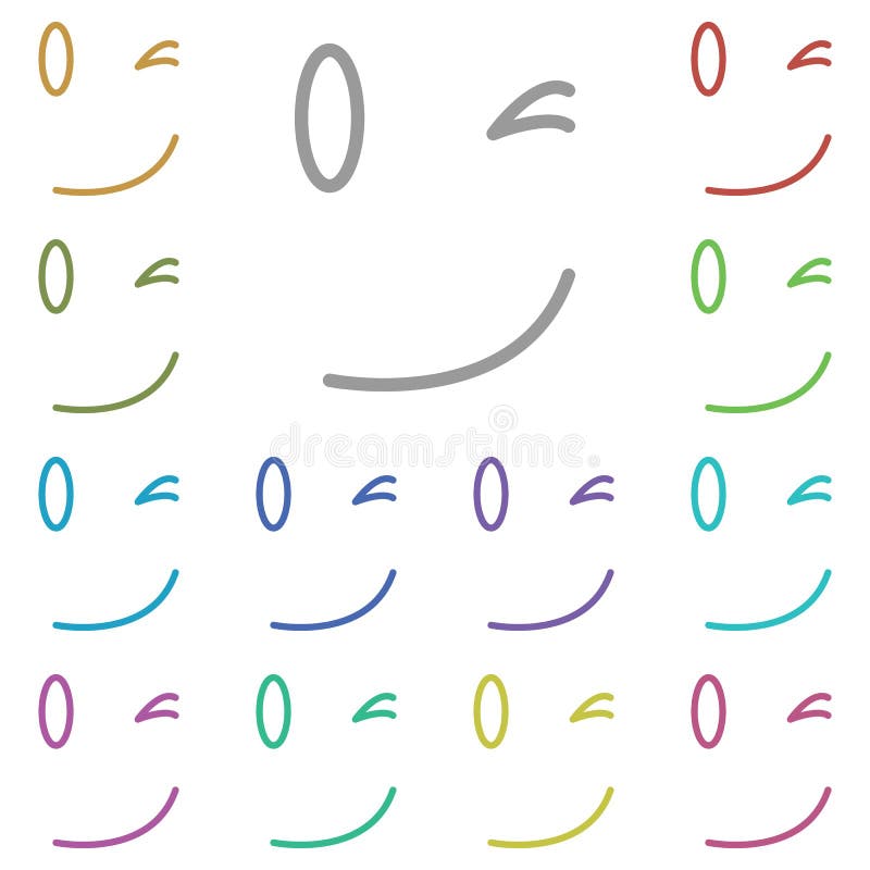 Winking, Face Multi Color Icon. Simple Thin Line, Outline Vector of ...