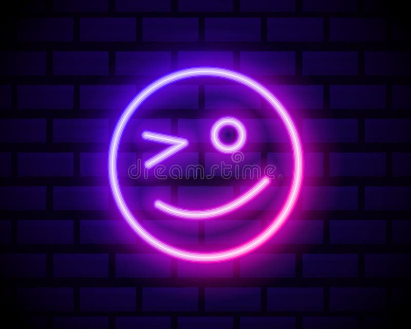 Neon Emoji Heart, Glowing Sign. Vector Illustration of Heart with Smile ...