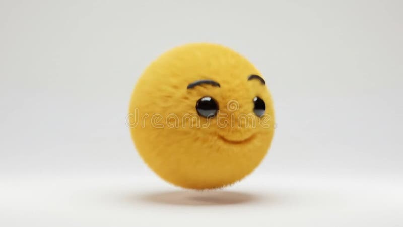 Winking Fluffy Smiley Face Animation on White Background Loop Stock ...