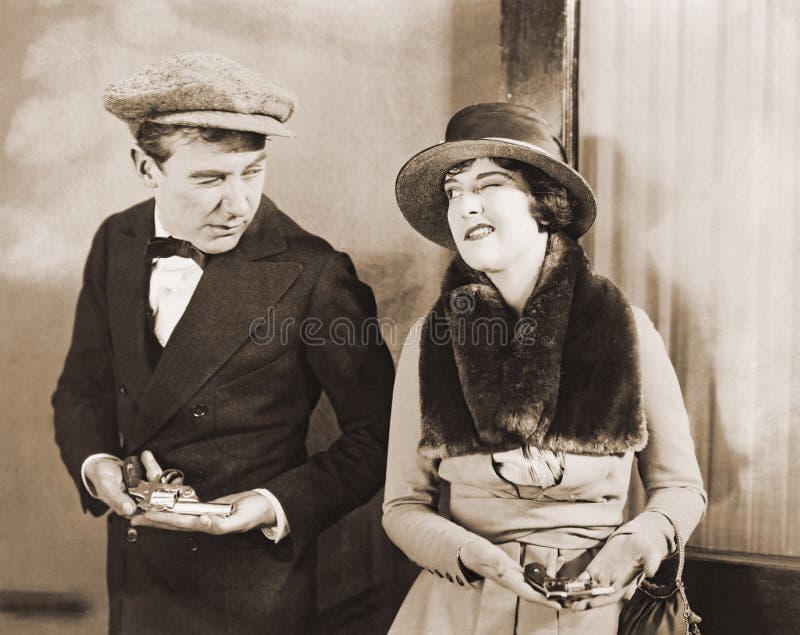 Winking Gangster with His Gun Moll Stock Image - Image of looking ...