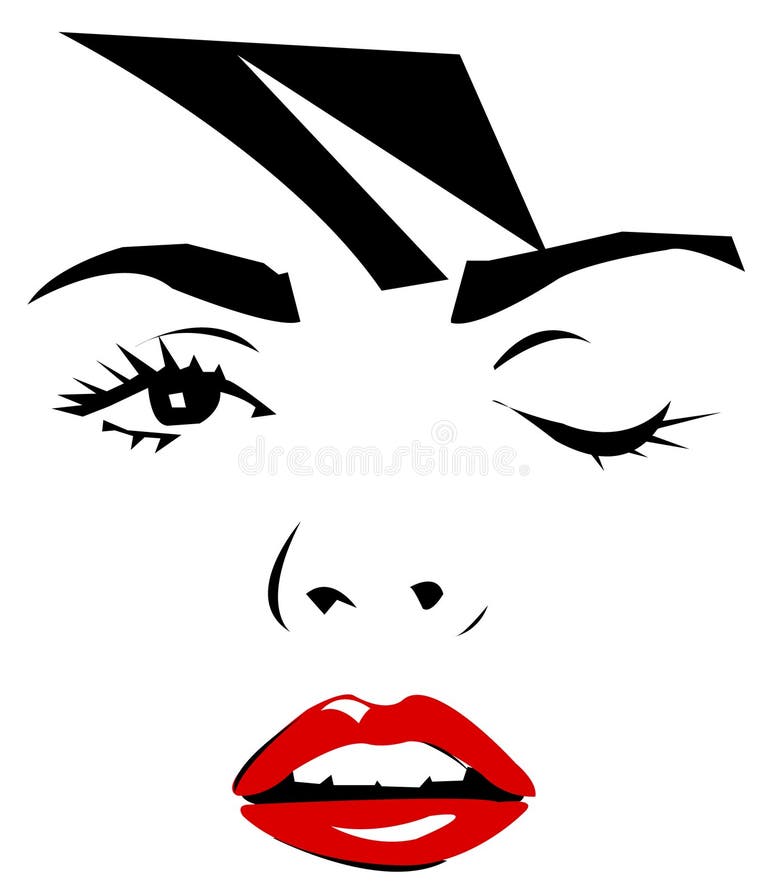 Beautiful Girl Winking Stock Illustrations – 557 Beautiful Girl Winking ...