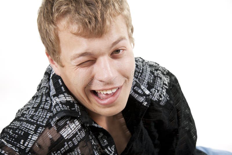 Winking man stock photo. Image of communication, smiling - 17951024