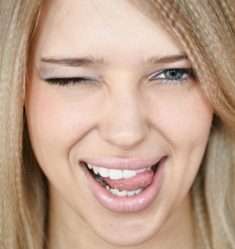 Winking stock image. Image of blonde, person, face, tongue - 30440941