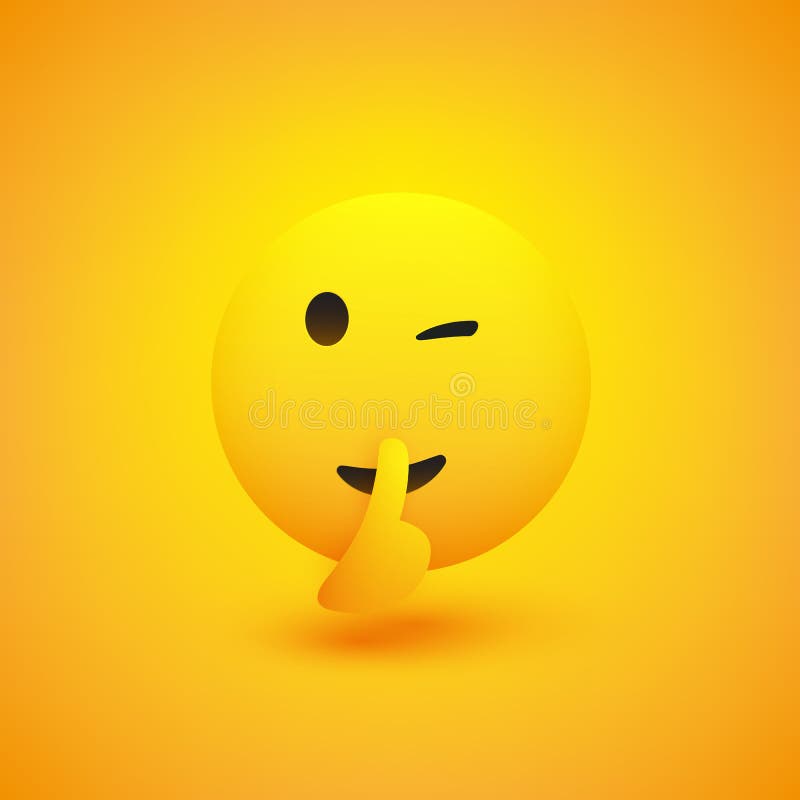Winking, Shushing Face Showing Make Silence Sign - Simple Emoticon on ...