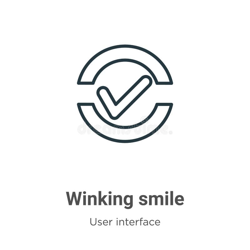 Winking Smile Outline Vector Icon. Thin Line Black Winking Smile Icon ...