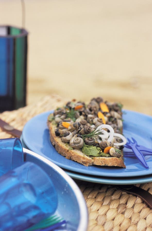 Winkles on toast stock image. Image of shell, dill, sliced - 23706317