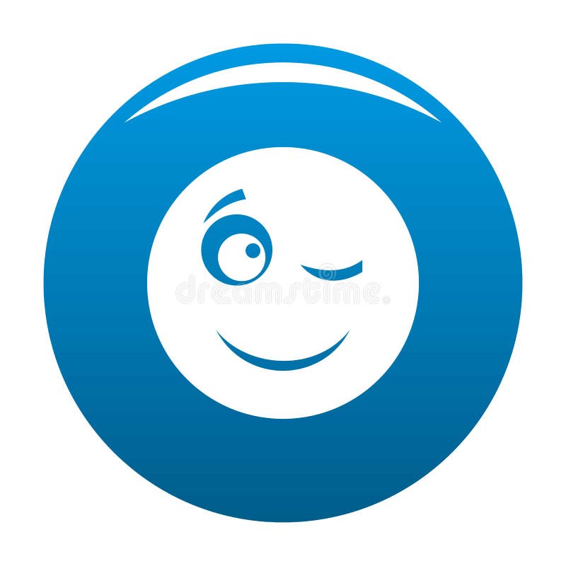 Winks Smile Icon Blue Vector Stock Vector - Illustration of expression ...