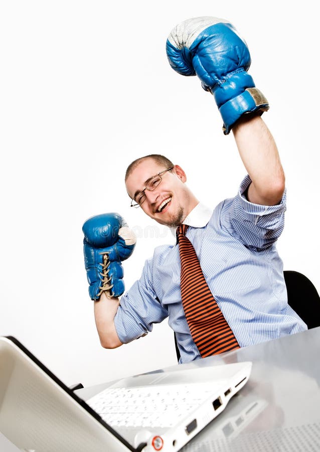 Woman with Computer Hit by Boxing Glove Social Media Cyber Mobbing ...