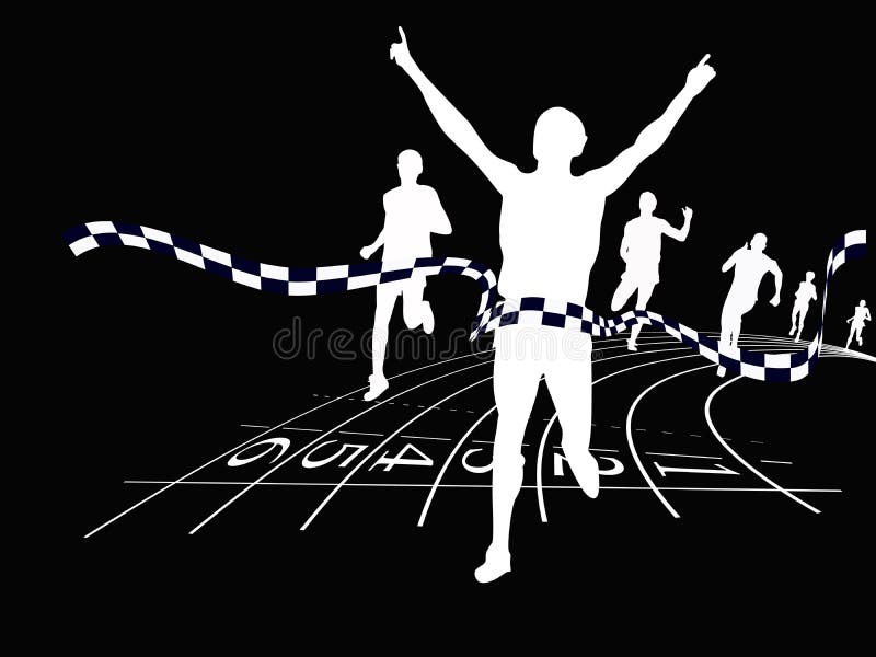 Silhouettes Of A Man Winning A Marathon Stock Illustration ...