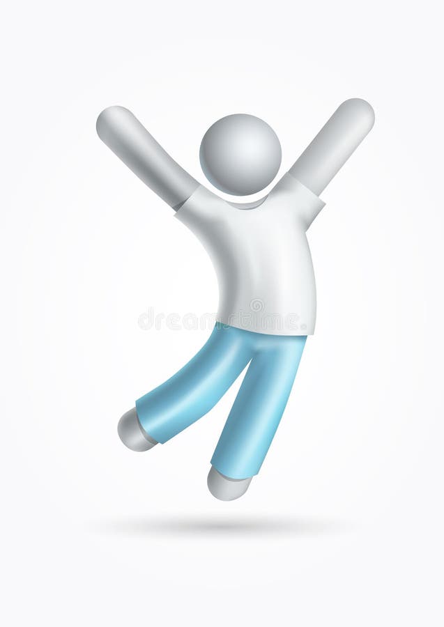 Stick Man Stick Figure Jumping Happy Successful Stock Vector ...