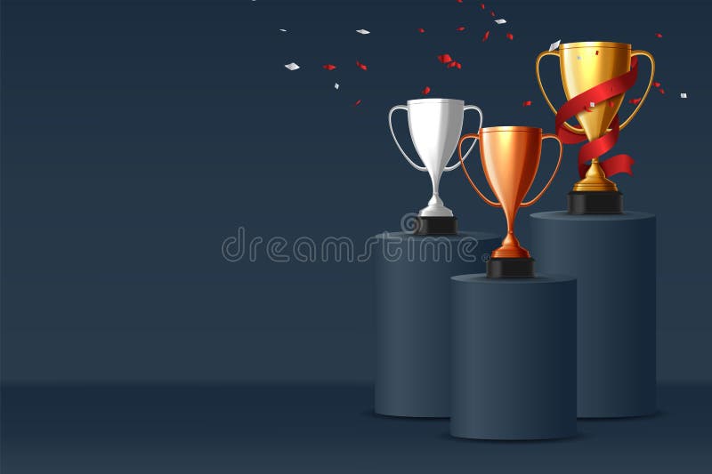 The Gold Podium is Winner or Popular on the Golden Background Stock ...