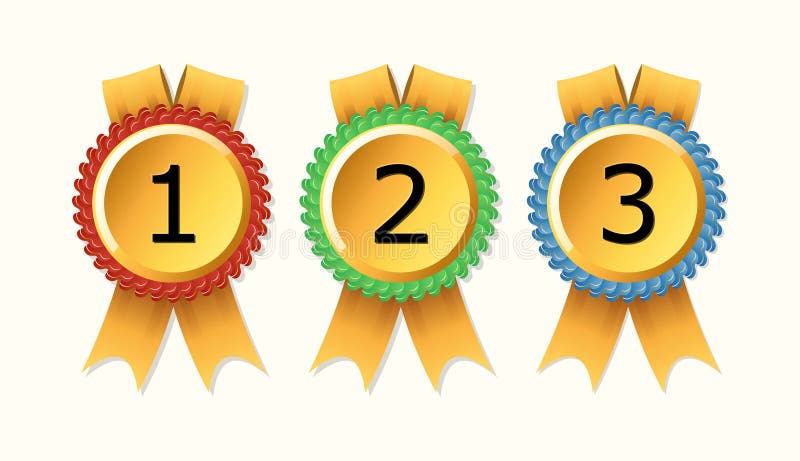 123 winner badge stock vector. Illustration of gold - 314414317