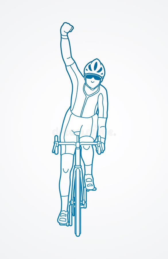 The Winner Bicycle Riding Front View Stock Vector - Illustration of ...