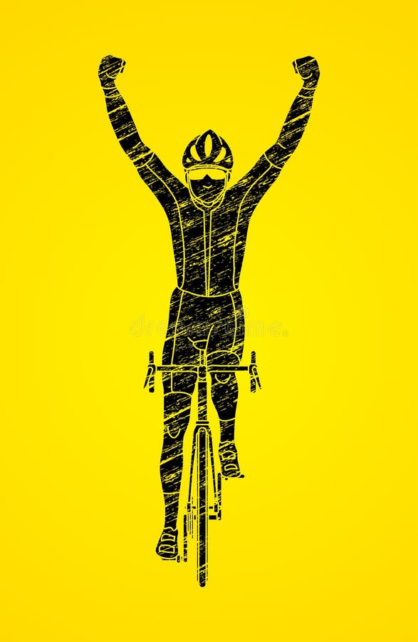 The Winner Bicycle Riding Front View Stock Vector - Illustration of ...