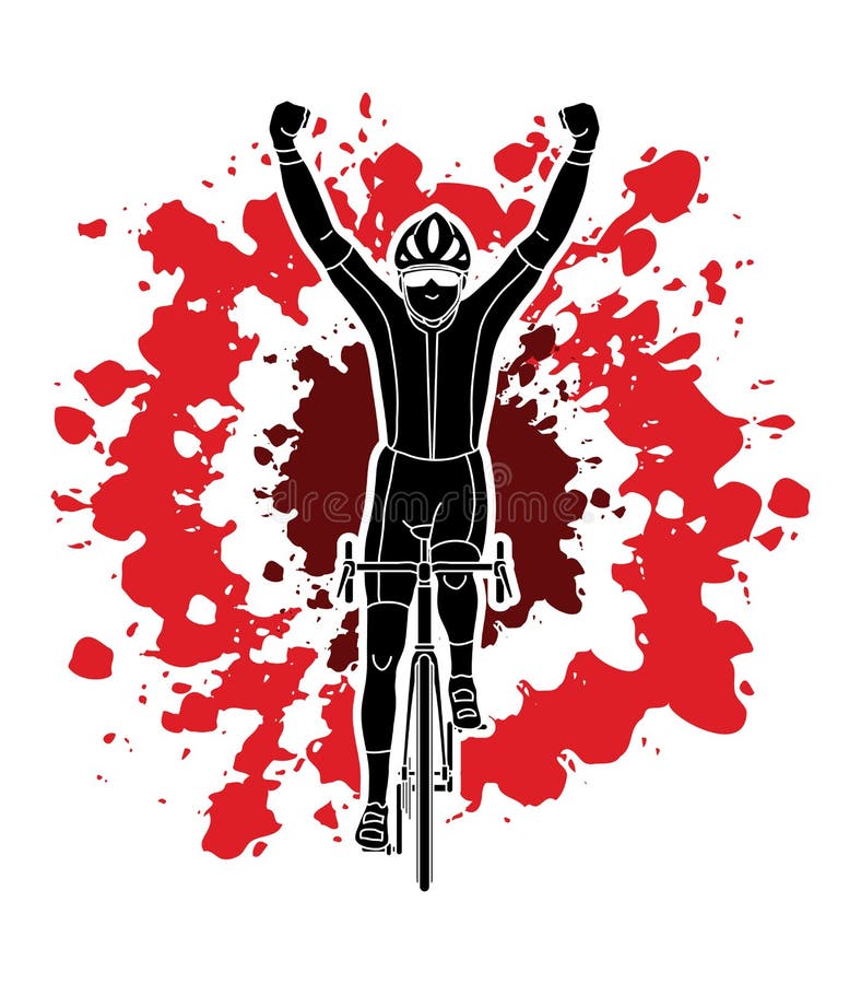 The Winner Bicycle Riding Front View Stock Vector - Illustration of ...