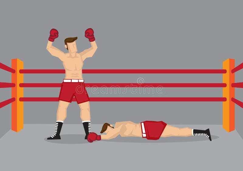 Winner Boxer in Boxing Ring Vector Illustration Stock Vector ...