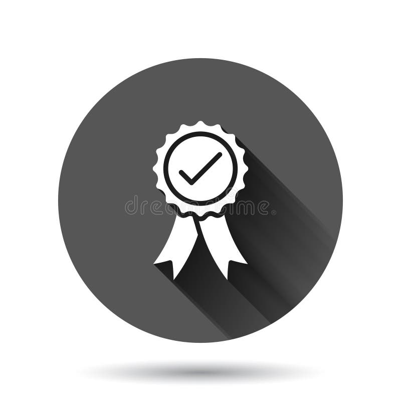 Winner with Check Mark Icon in Comic Style. Rosette Award Cartoon ...