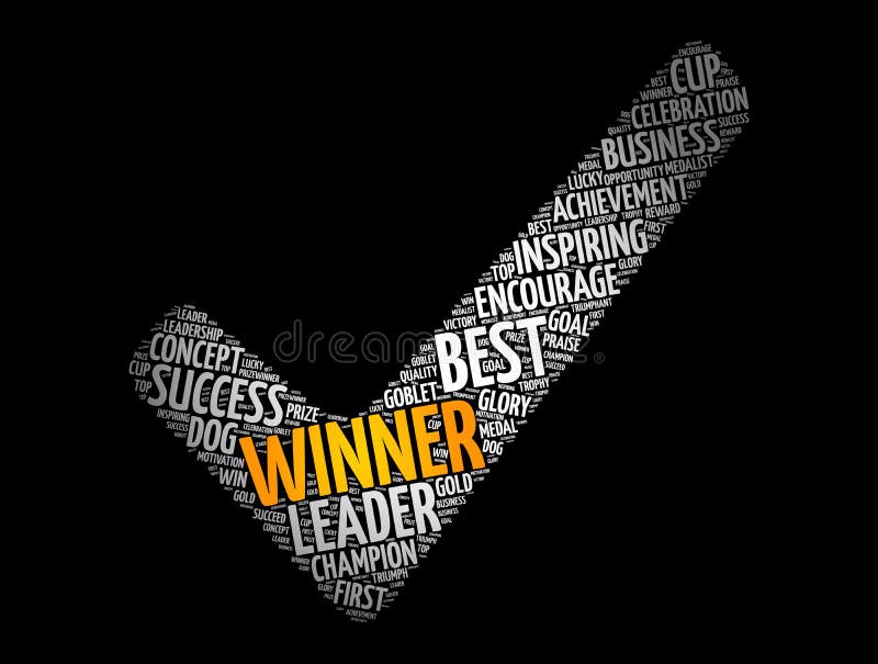 Winner Check Mark Word Cloud Collage, Concept Background Stock ...