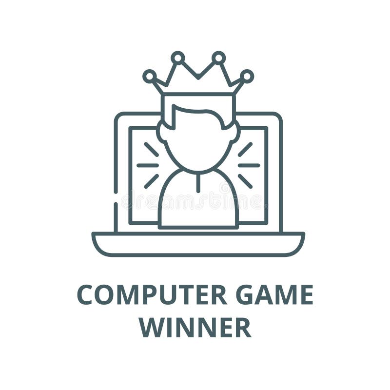Winner in a Computer Game Line Icon Concept. Winner in a Computer Game ...