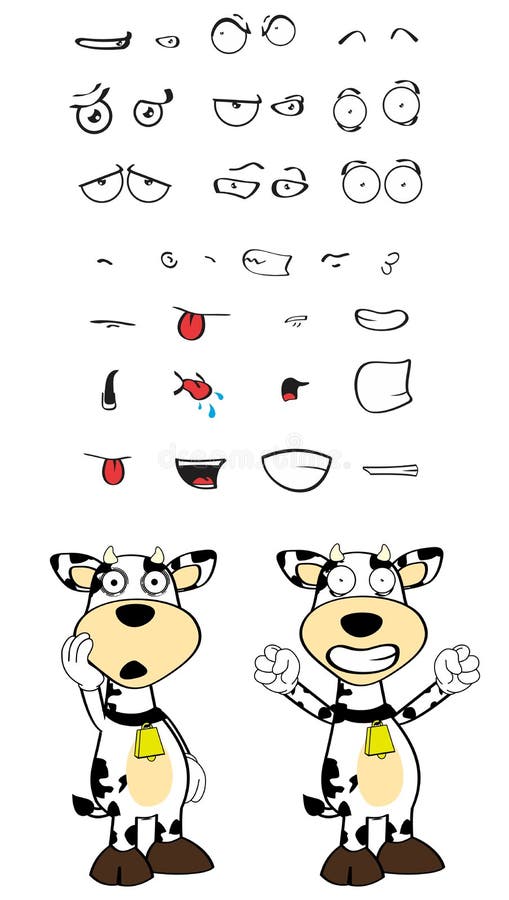 Winner Cow Cartoon Expressions Set Stock Vector - Illustration of ...