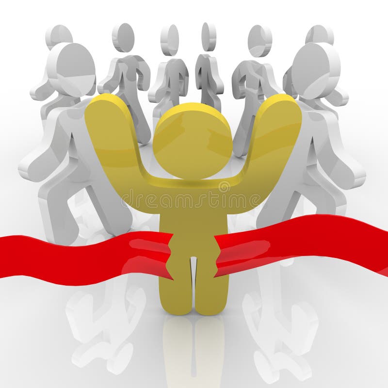 Winner Crosses the Finish Line Stock Illustration - Illustration of ...