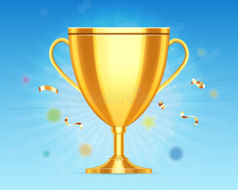 Winner cup on a blue stock vector. Illustration of luxury - 132954471
