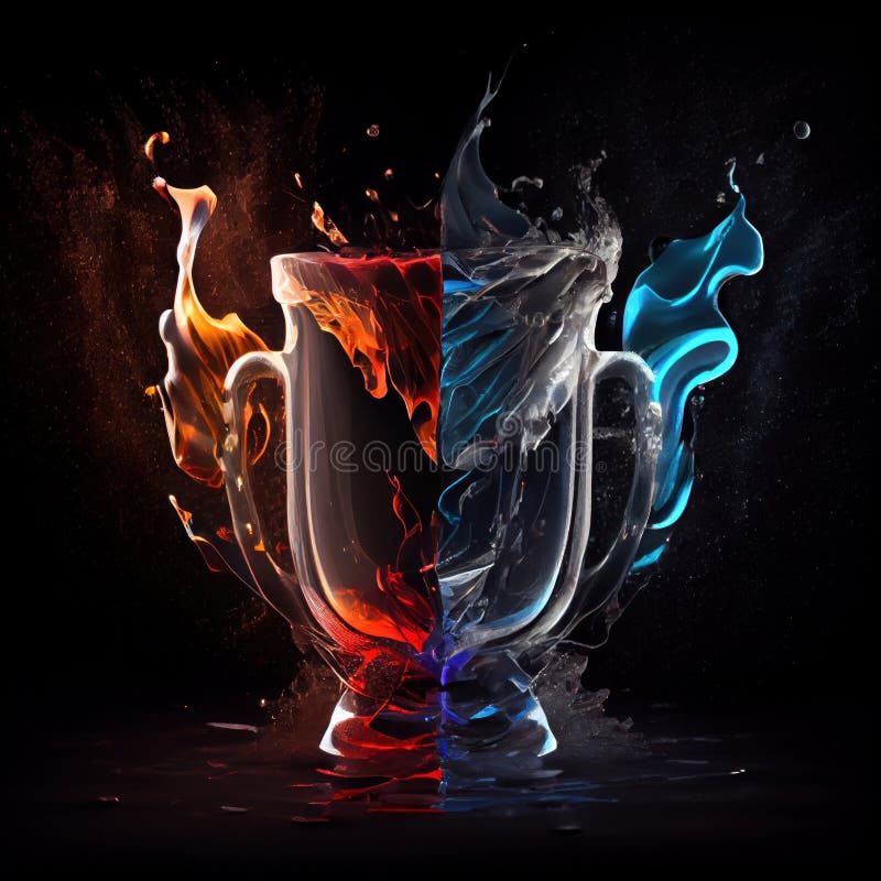Winner Cup in the Clash of Ice and Fire on Black Background. Stock ...