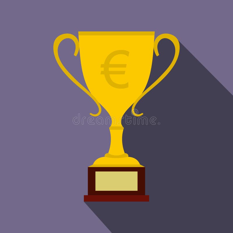 Winner Cup with Euro Sign Icon, Flat Style Stock Vector - Illustration ...