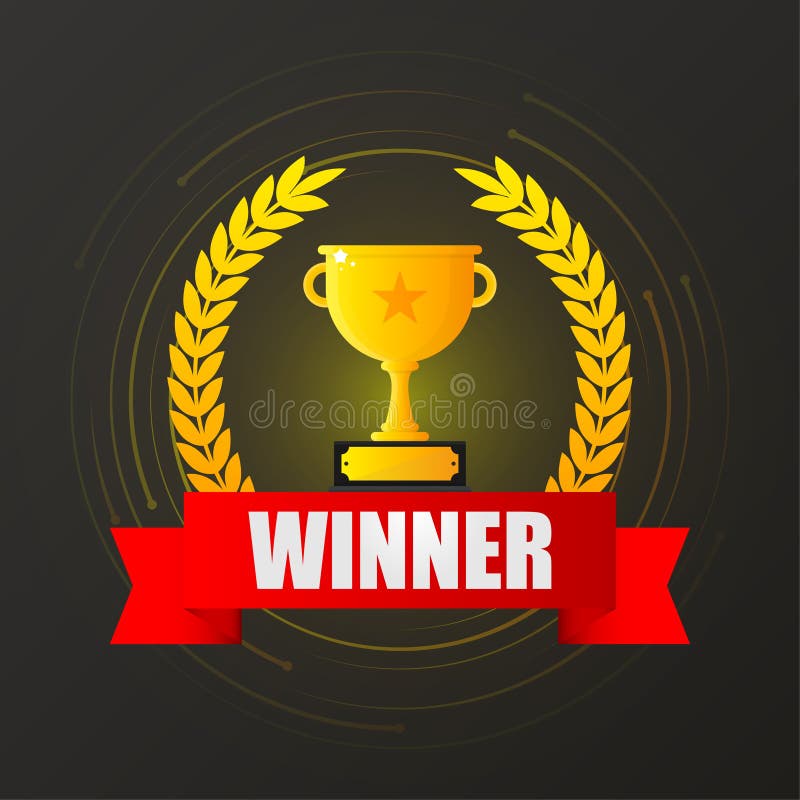 Winner Cup in Gold Color with Confity on White Background. Vector ...