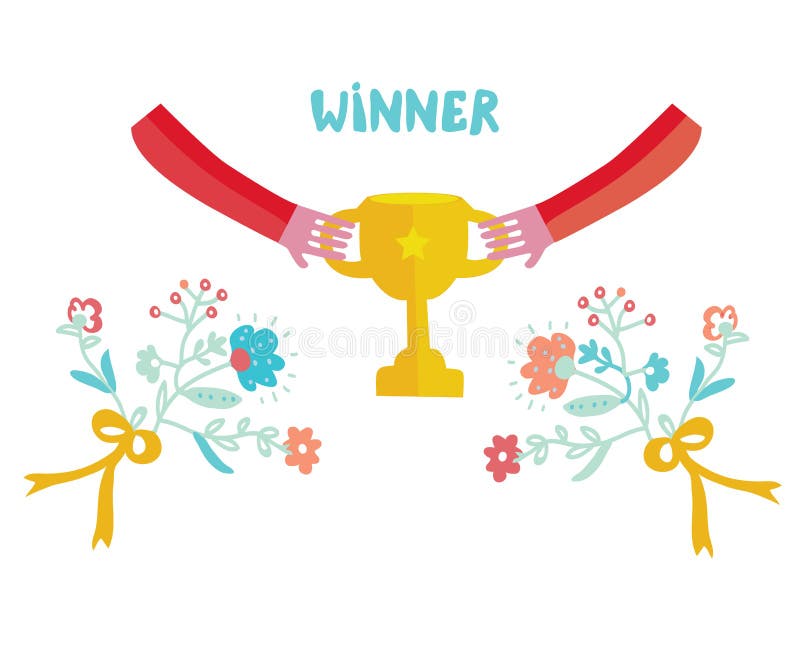 Winner Cup Illustration with Cute Design Stock Vector - Illustration of ...