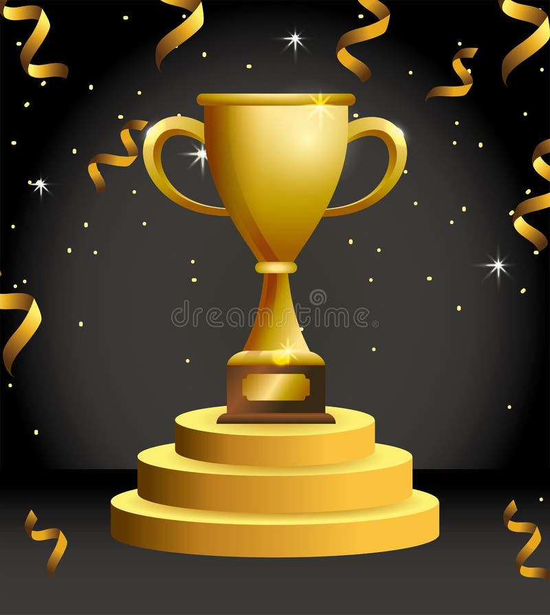 Winner Cup Prize with Confetti Celebration Stock Vector - Illustration ...
