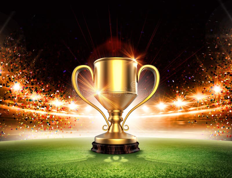 Winner cup in stadium stock photo. Image of green, grass - 80202288