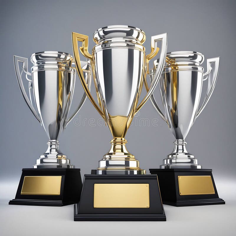 Winner Cups in Silver and Gold Colors Stock Illustration - Illustration ...