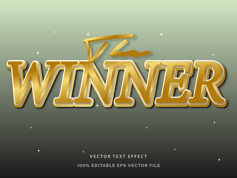 The Winner 3d Text Effect Gold Color Editable Text Stock Vector ...