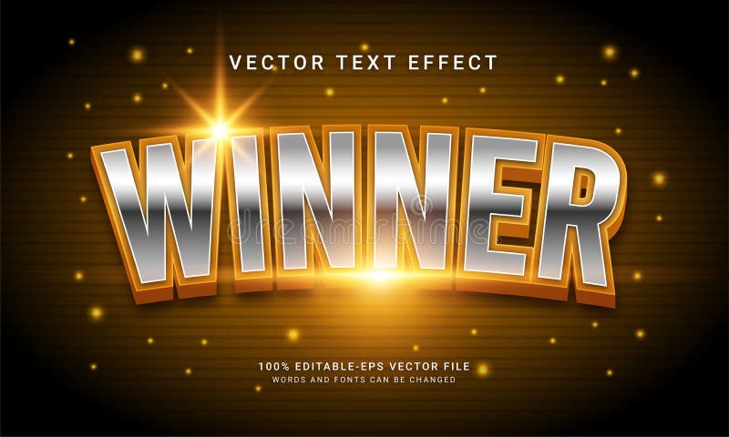Winner Editable Text Effect with Yellow Color Stock Vector ...