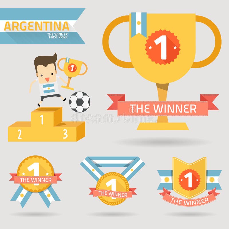 The Winner First Prize with Argentina Flag Stock Vector - Illustration ...