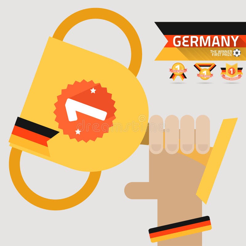 The Winner First Prize on the Hand with Germany Flag Stock Vector ...