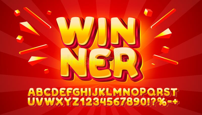 Winner Font Set Collection, Letters and Numbers Symbol. Vector ...